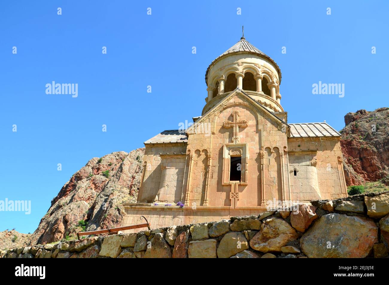 front of Noravank monastery under clear blue sky, Armenia Stock Photo ...