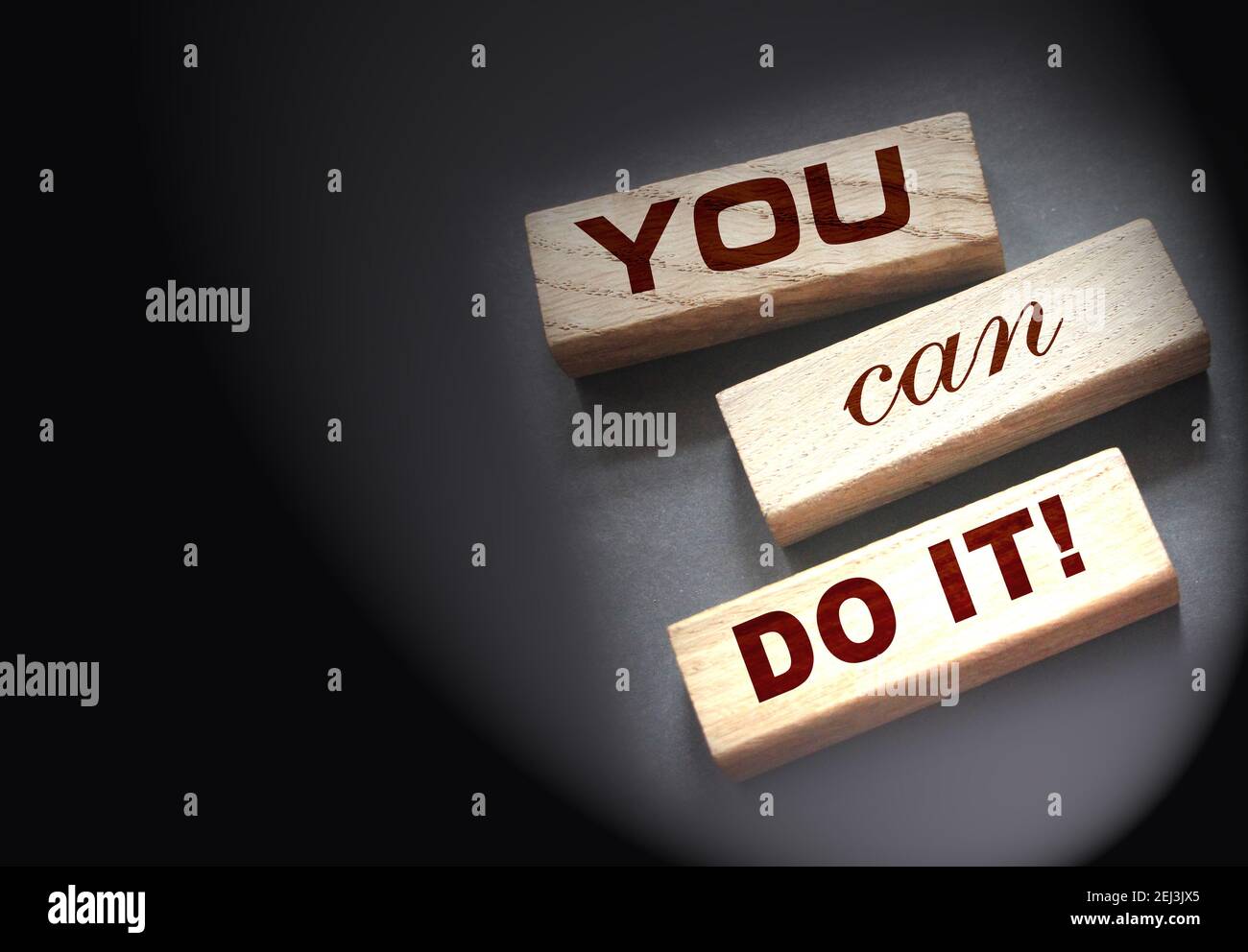 YOU CAN DO IT word on wooden blocks on gray background. Motivation ...