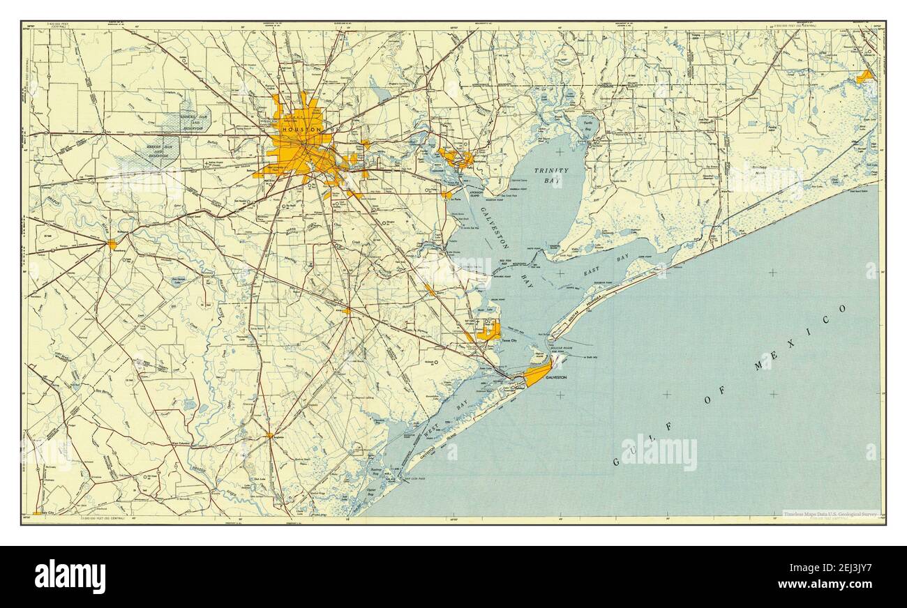 Houston, Texas, map 1950, 1:250000, United States of America by ...