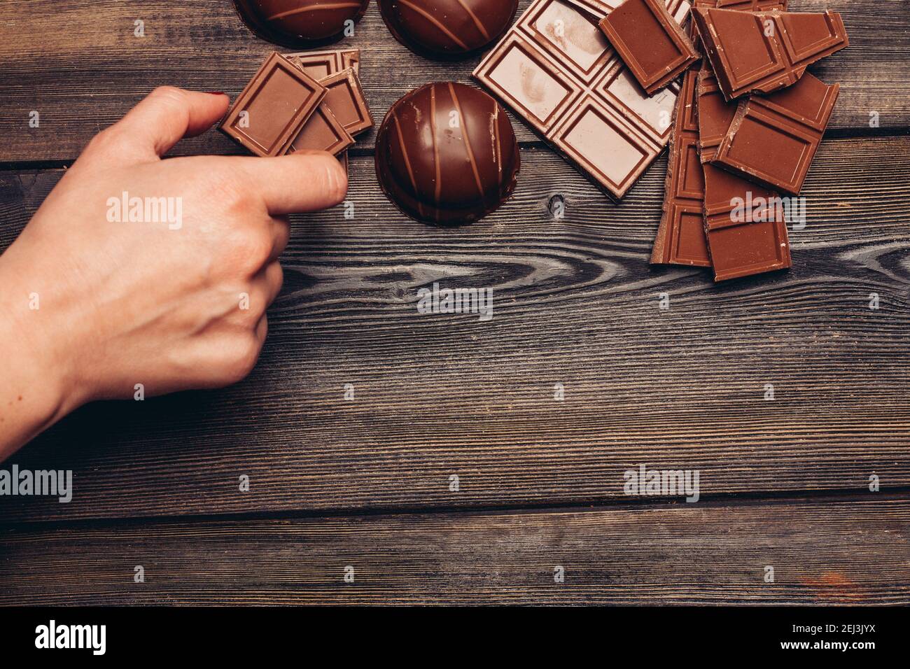 sweets pastries chocolate bar on wooden table background image Stock ...