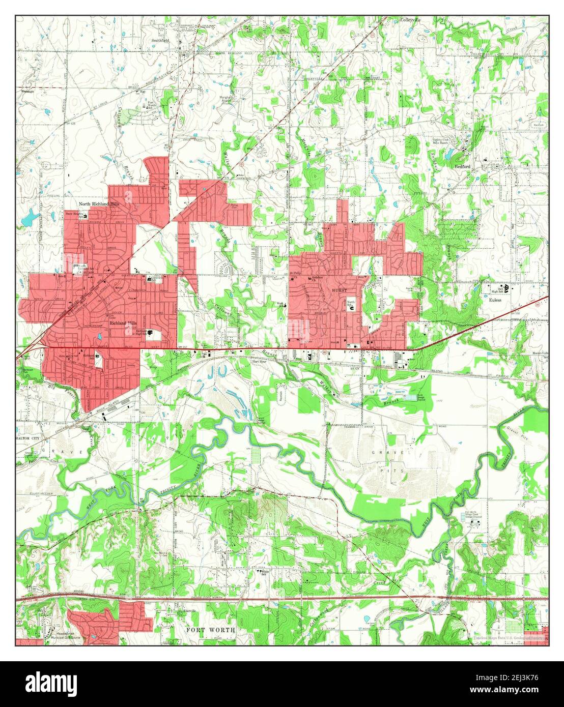 Hurst, Texas, map 1959, 1:24000, United States of America by Timeless ...