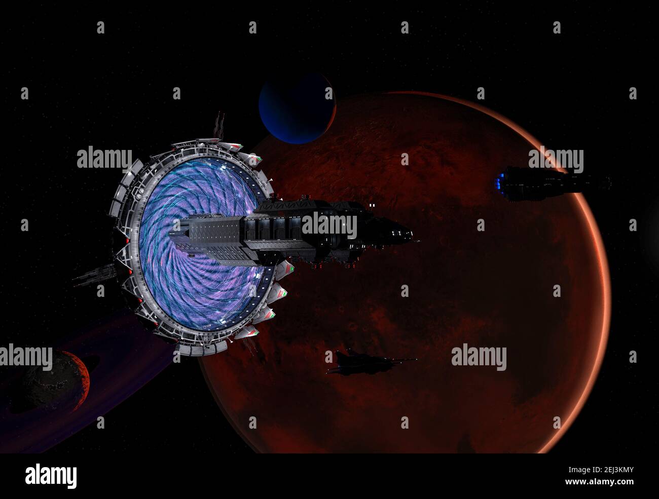 Time-space gate and spaceships near a Red planet of the solar system in ...