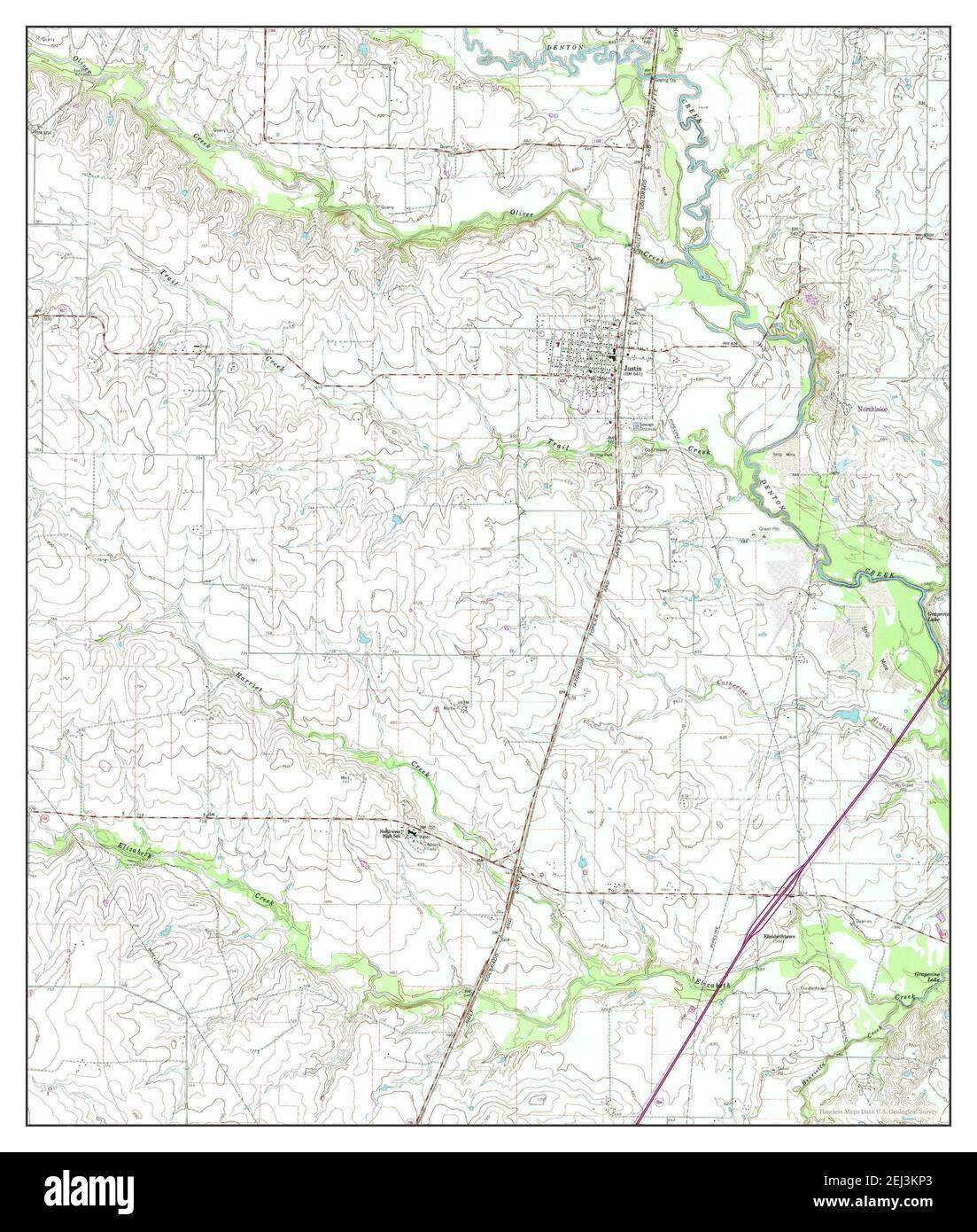 Justin, Texas, map 1960, 1:24000, United States of America by Timeless ...