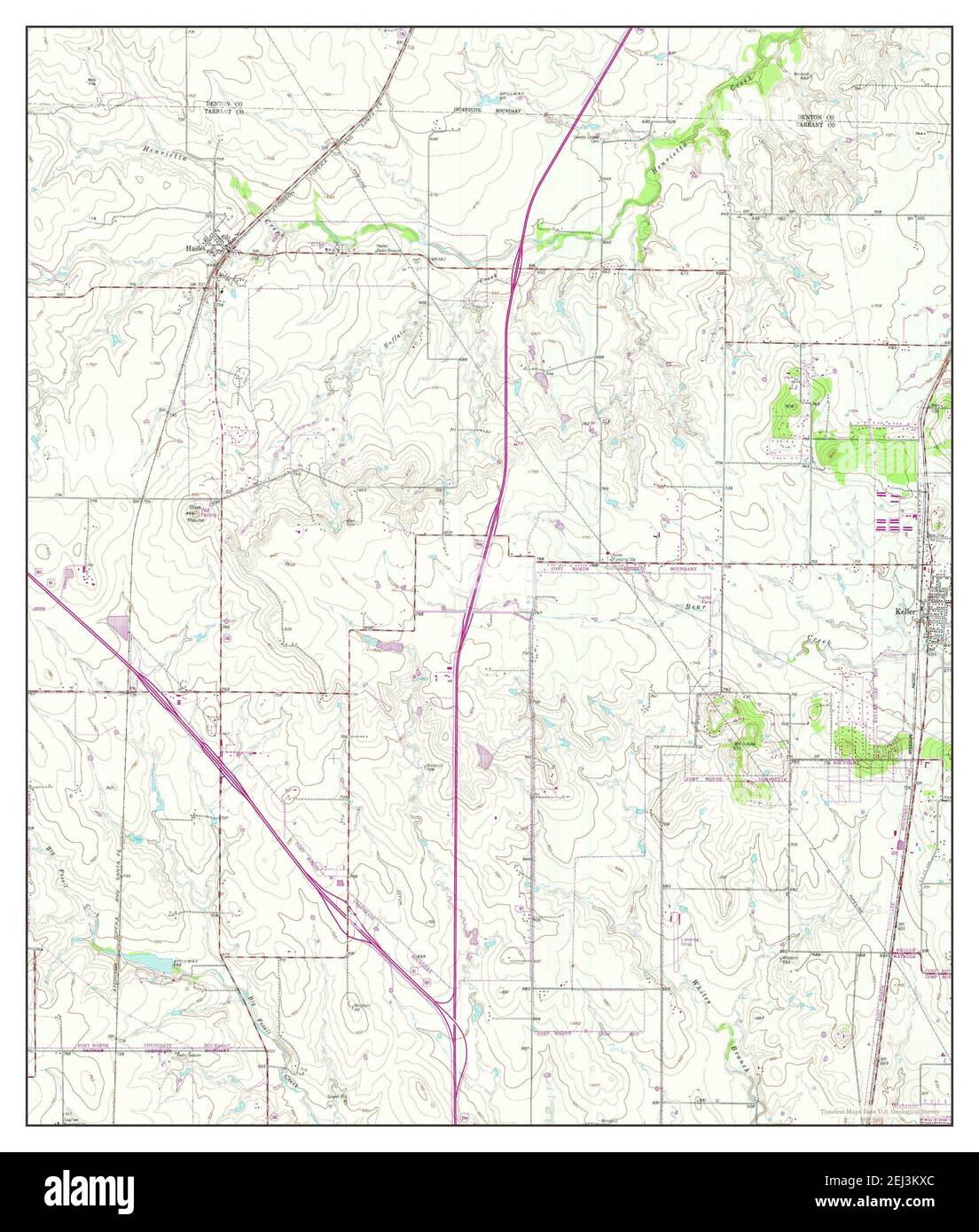 Keller, Texas, map 1955, 1:24000, United States of America by Timeless ...