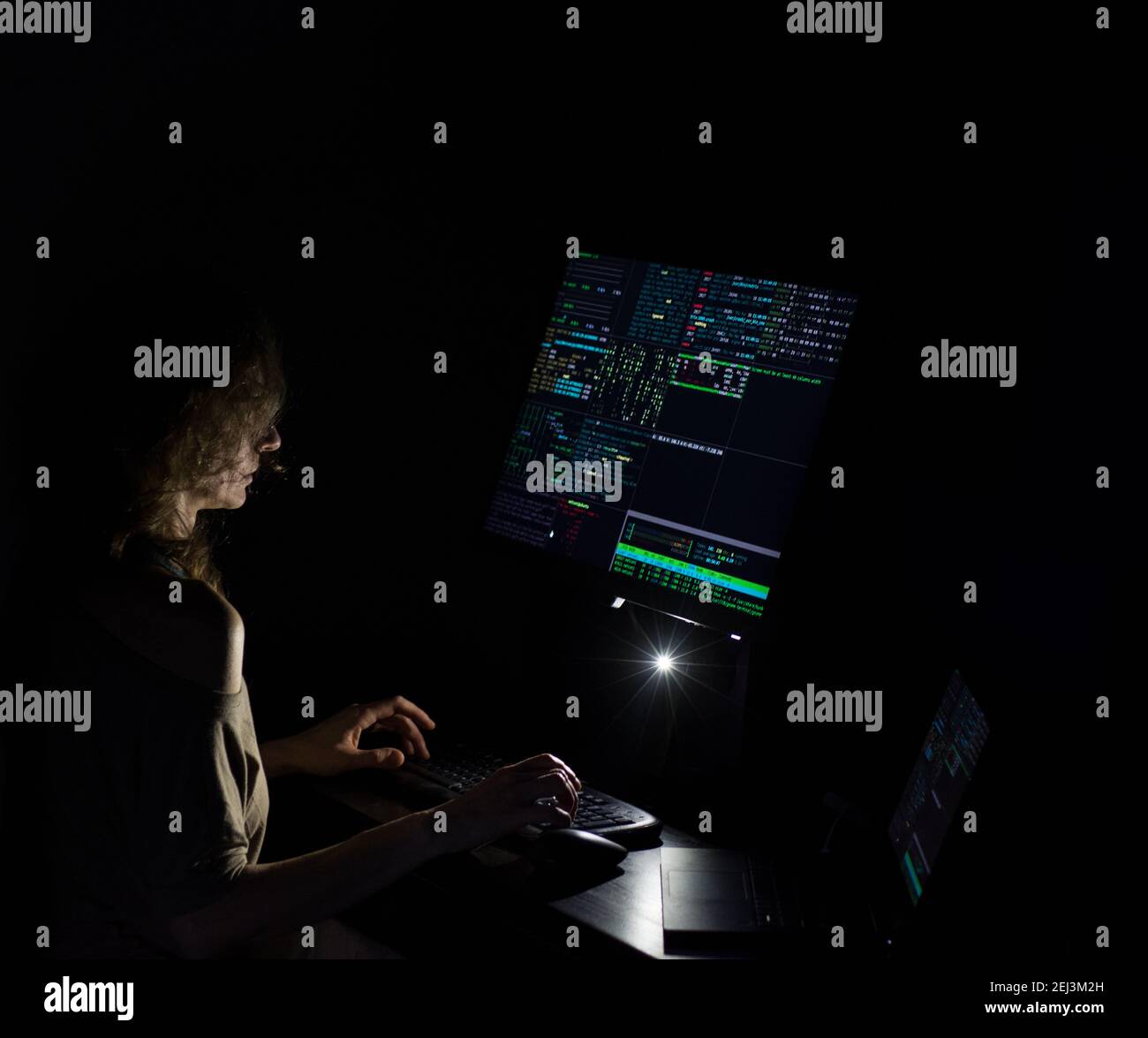 Hacker coding at night cybersecurity concept Stock Photo - Alamy