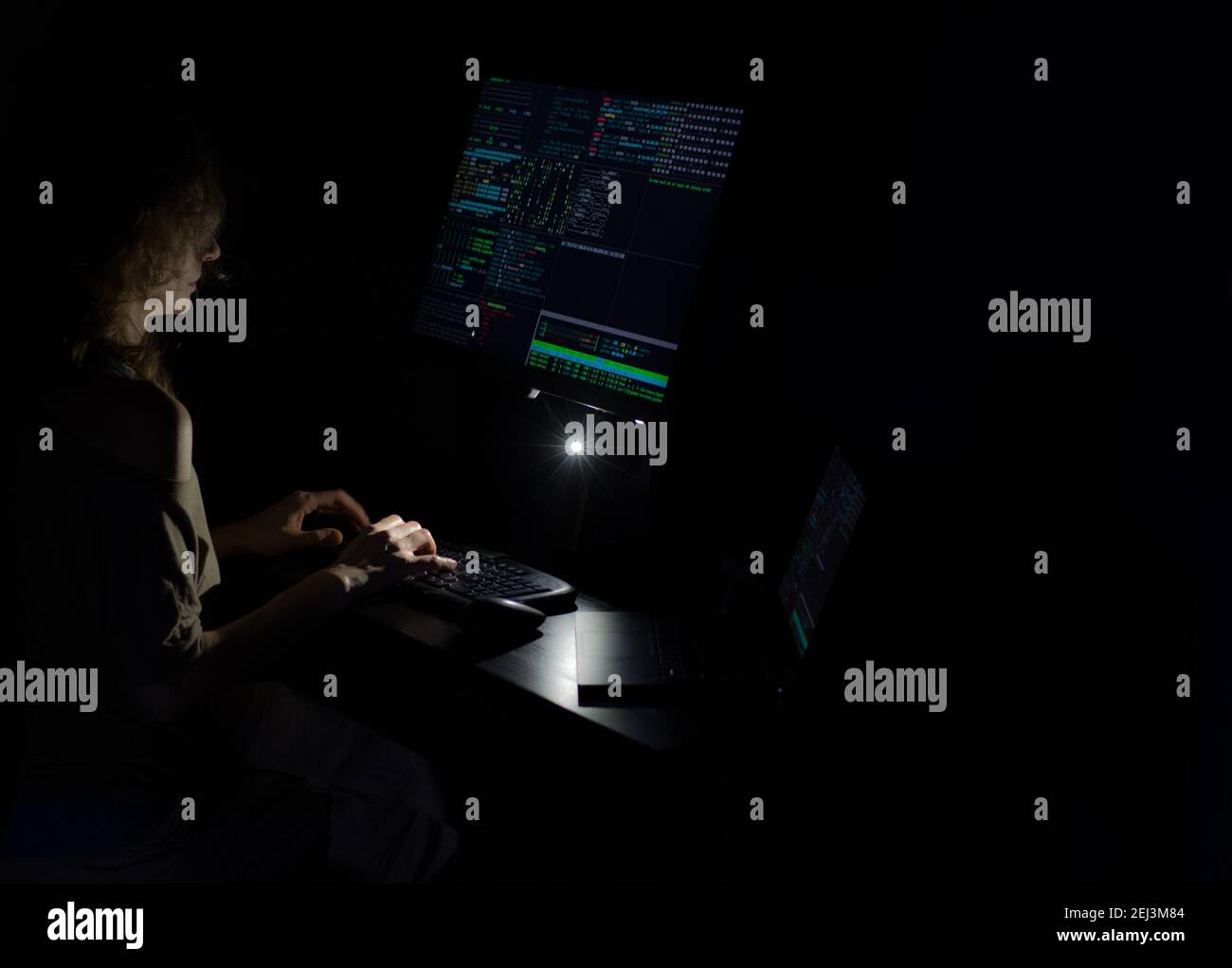 Hacker coding at night cybersecurity concept Stock Photo - Alamy