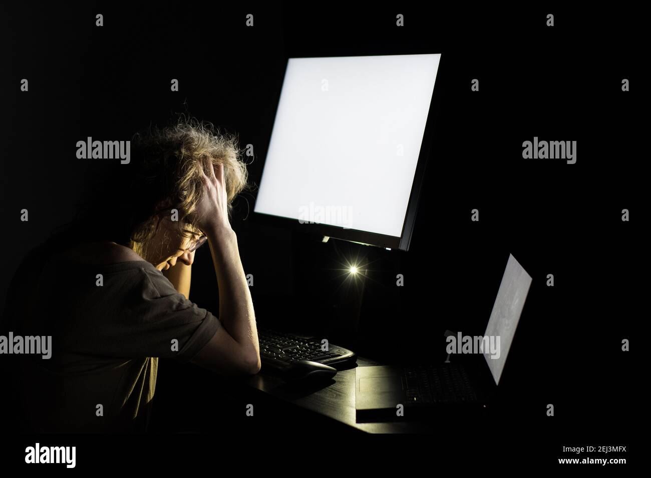 Hacker coding at night cybersecurity concept Stock Photo - Alamy
