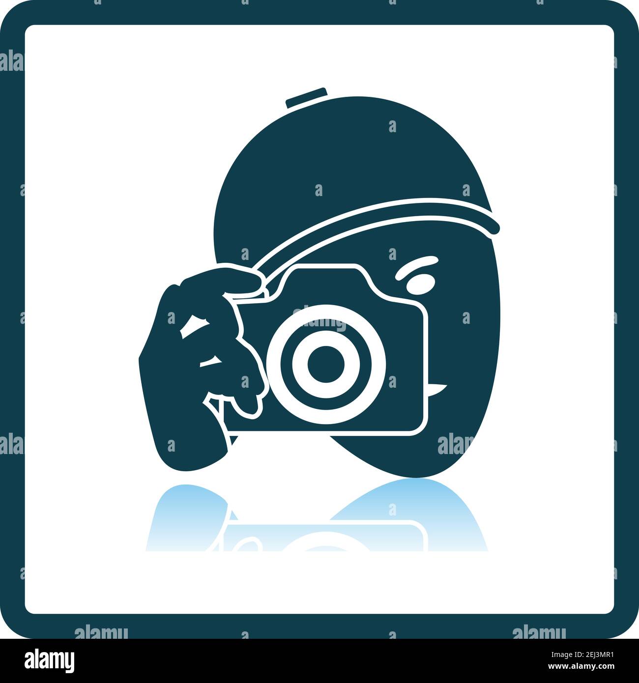 Detective With Camera Icon. Square Shadow Reflection Design. Vector ...