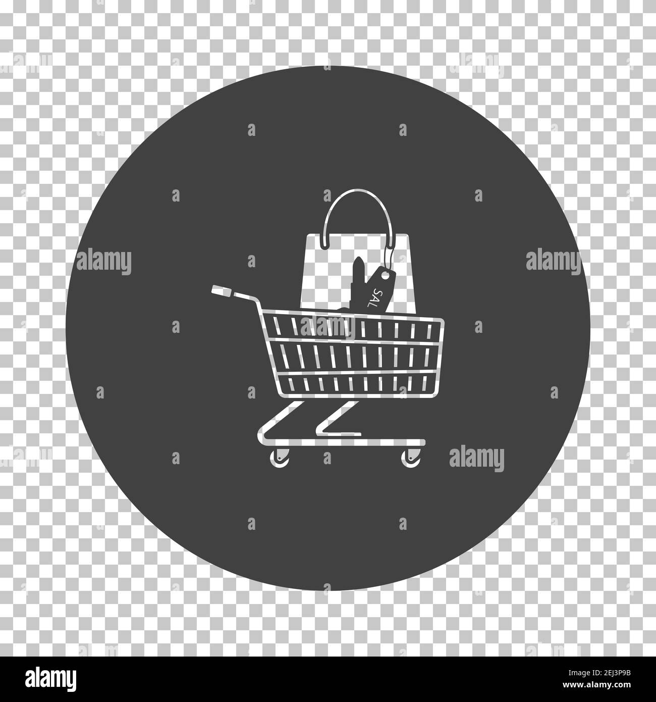 Shopping Cart With Bag Of Cosmetics Icon. Subtract Stencil Design on ...