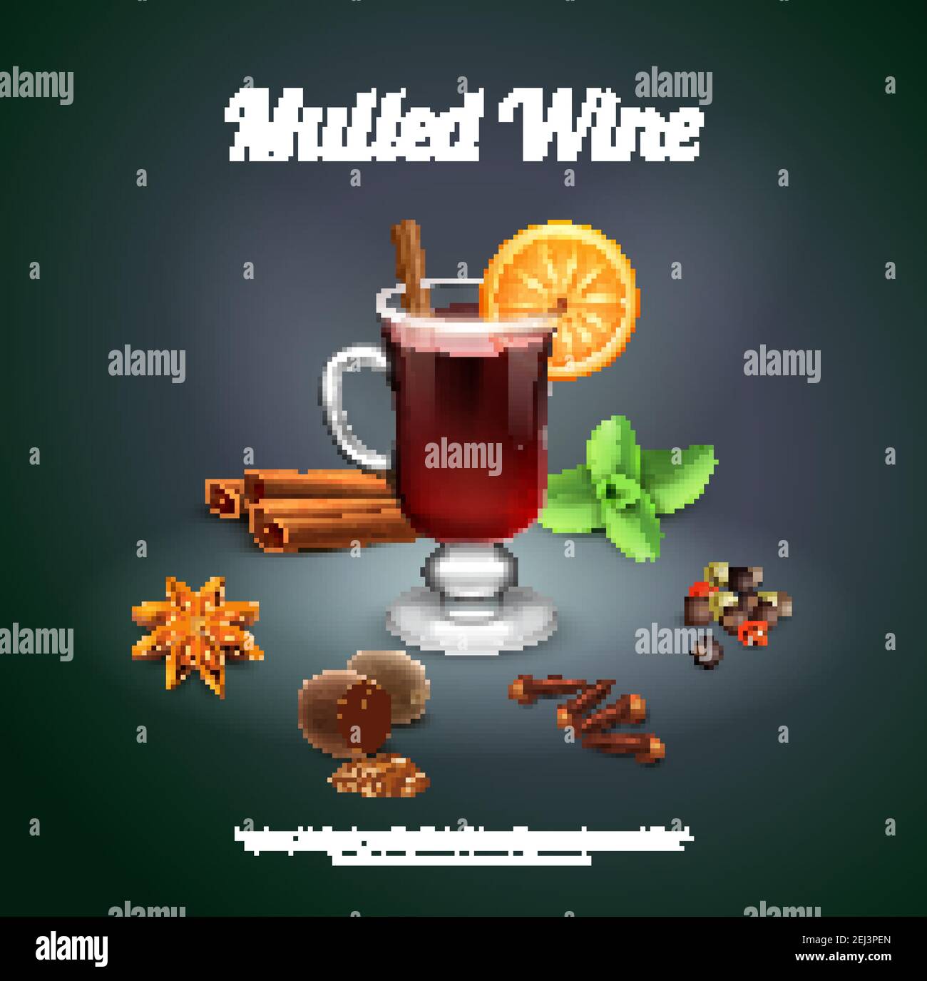 Christmas holiday alcoholic background with wineglass of mulled wine ...