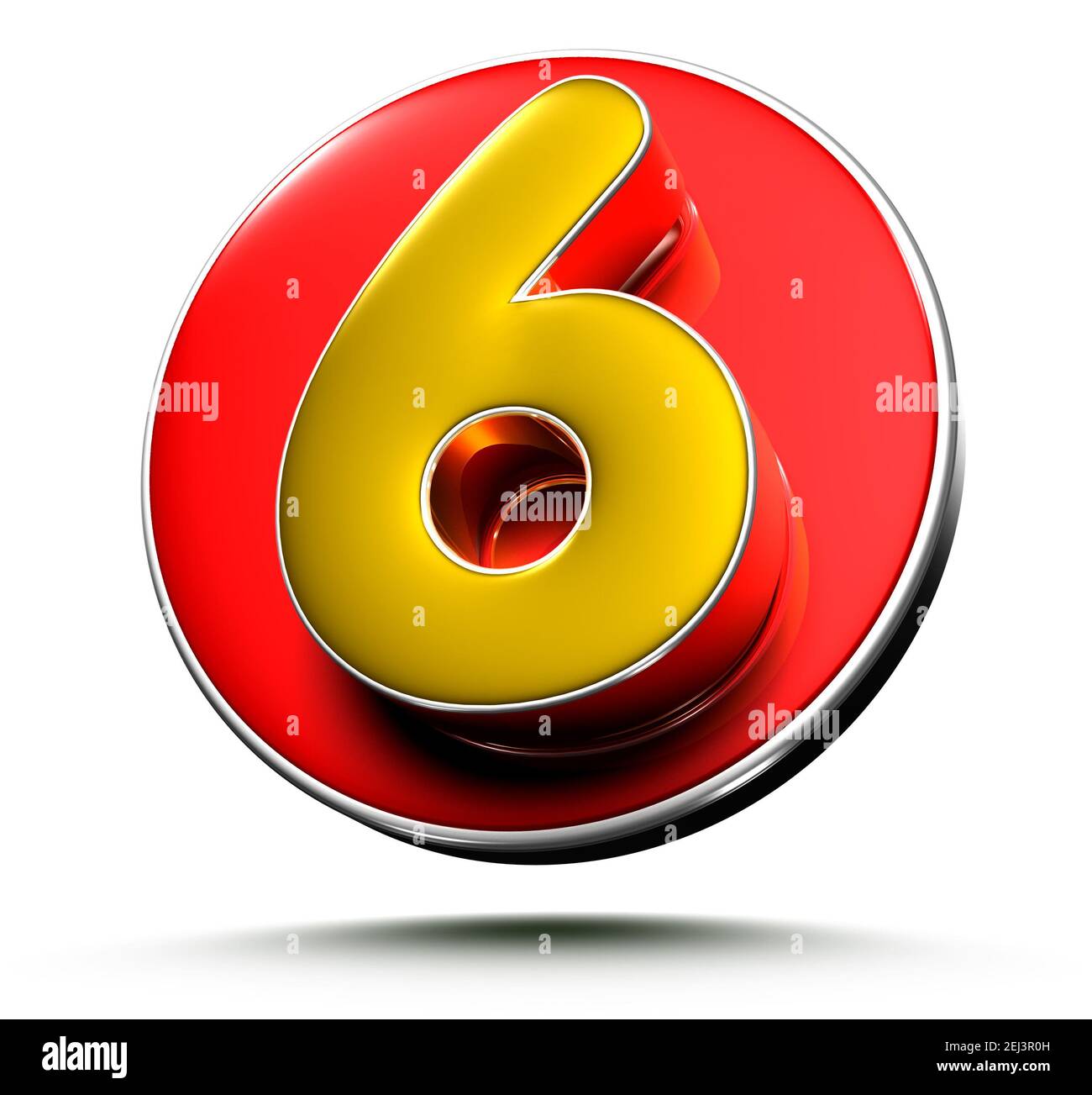 3D illustration Golden number 6 isolated on a white background with ...