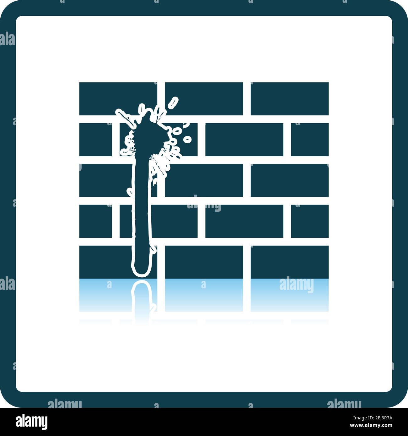 Blood On Brick Wall Icon. Square Shadow Reflection Design. Vector ...