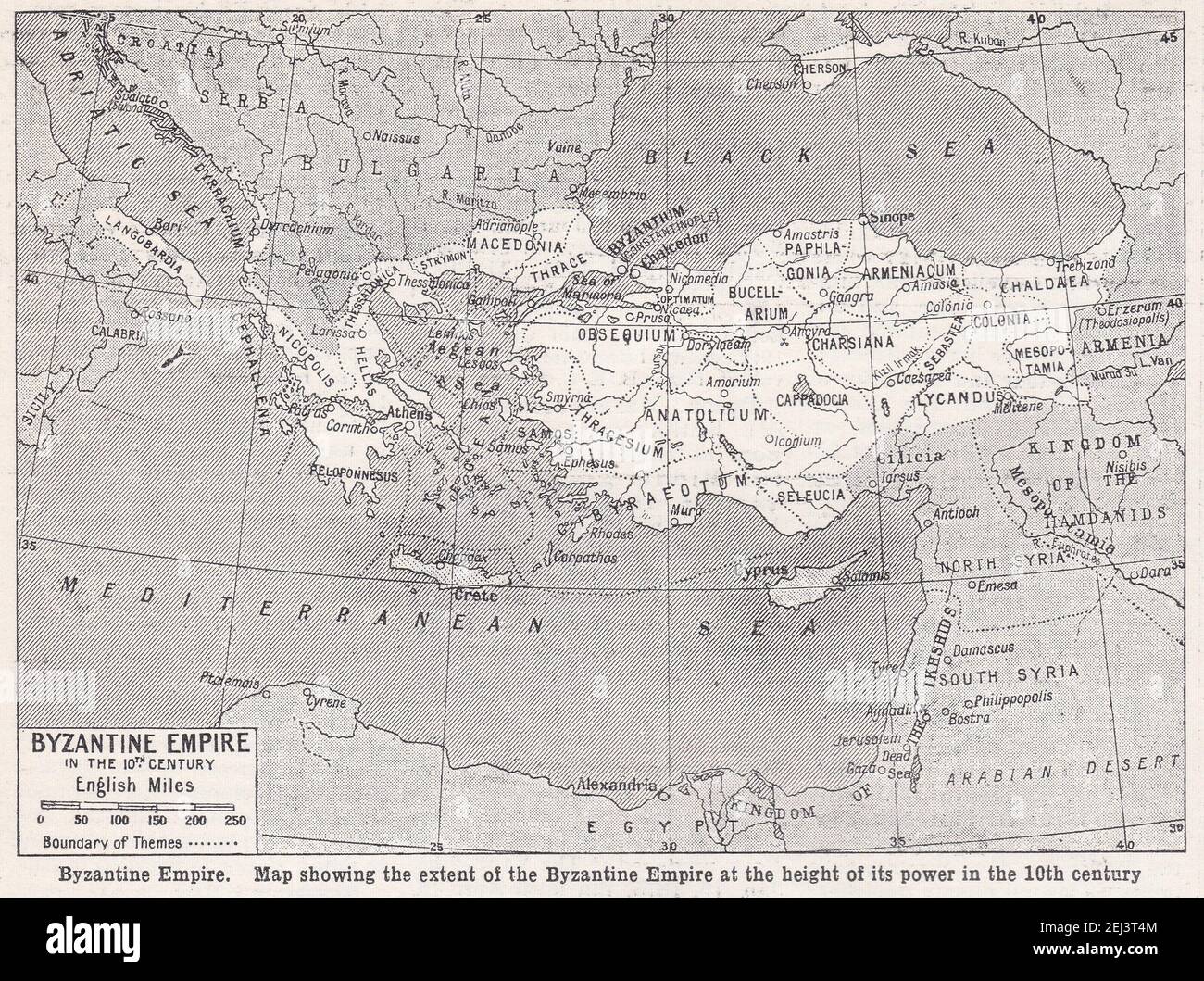 Vintage map of Byzantine Empire showing the extent of its power in the ...