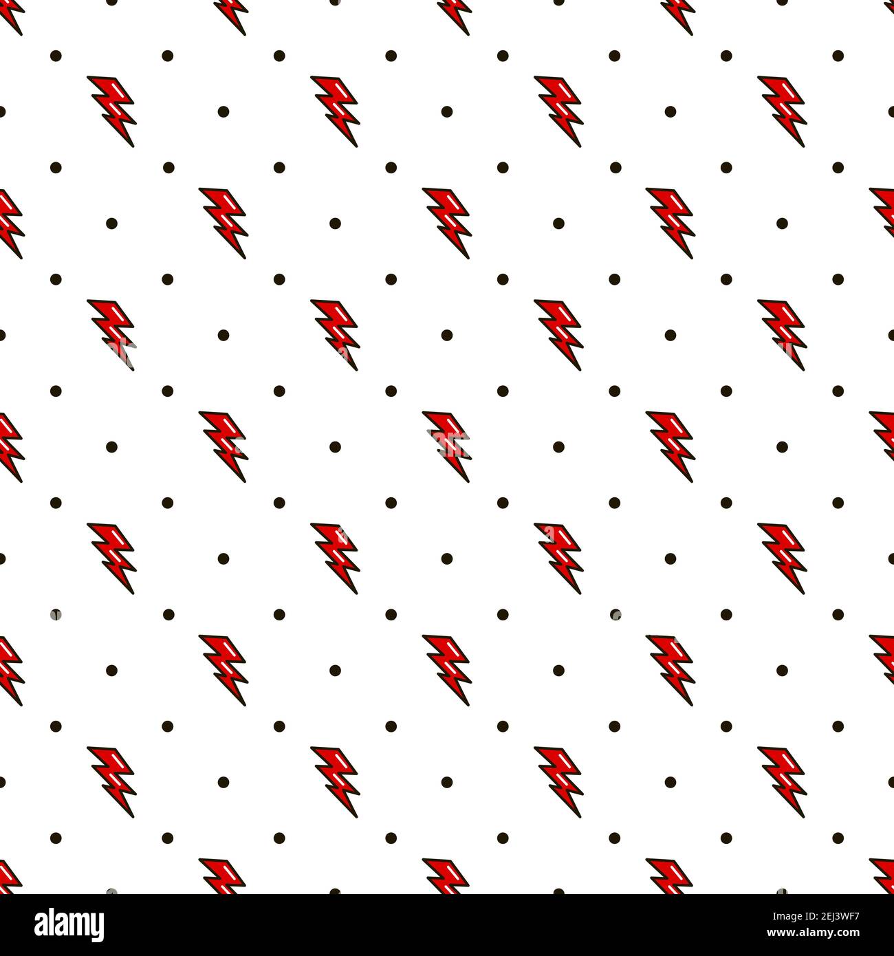 Lightning seamless pattern. Red Lightning in the old school style ...