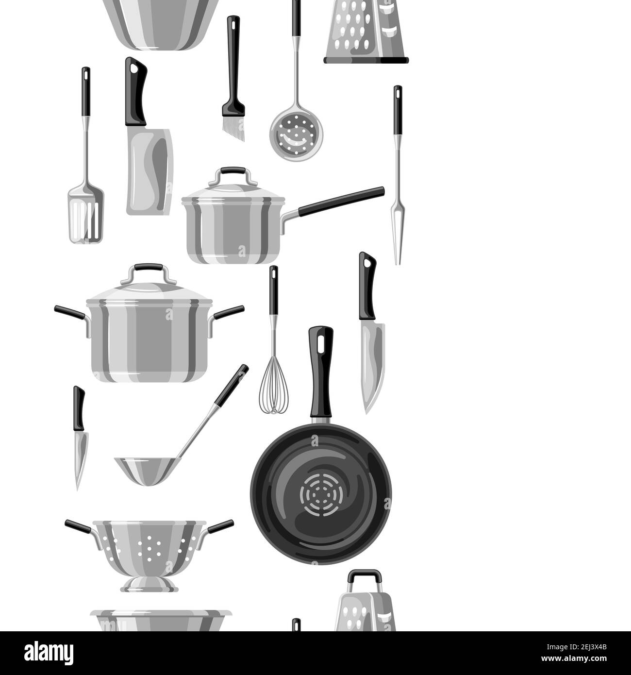 Seamless pattern cooking utensils Black and White Stock Photos & Images ...