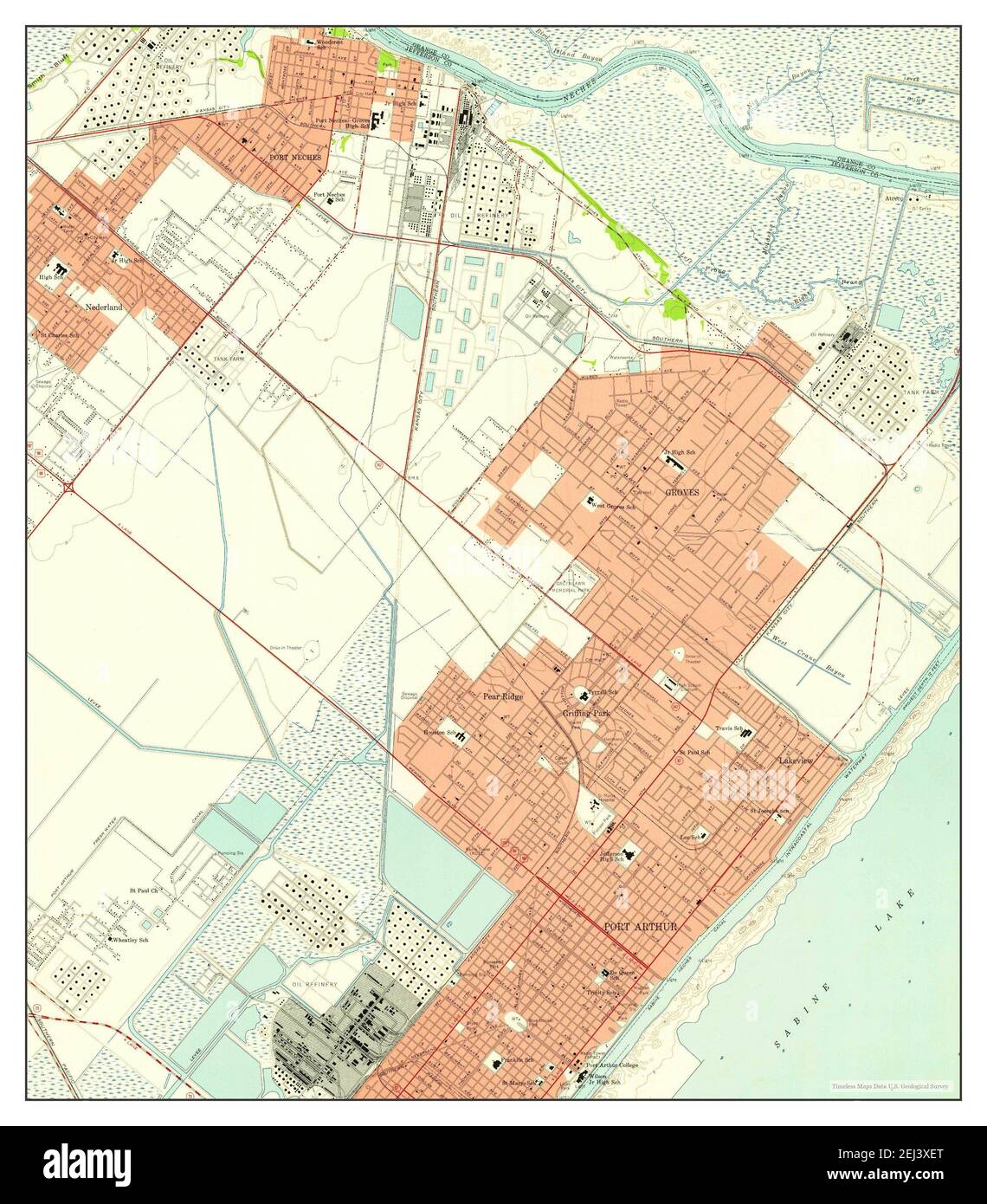 Port Arthur North, Texas, map 1957, 1:24000, United States of America ...