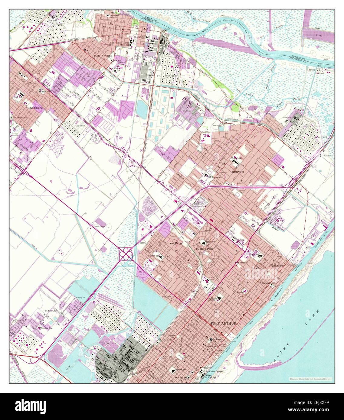 Port Arthur North, Texas, map 1957, 1:24000, United States of America ...