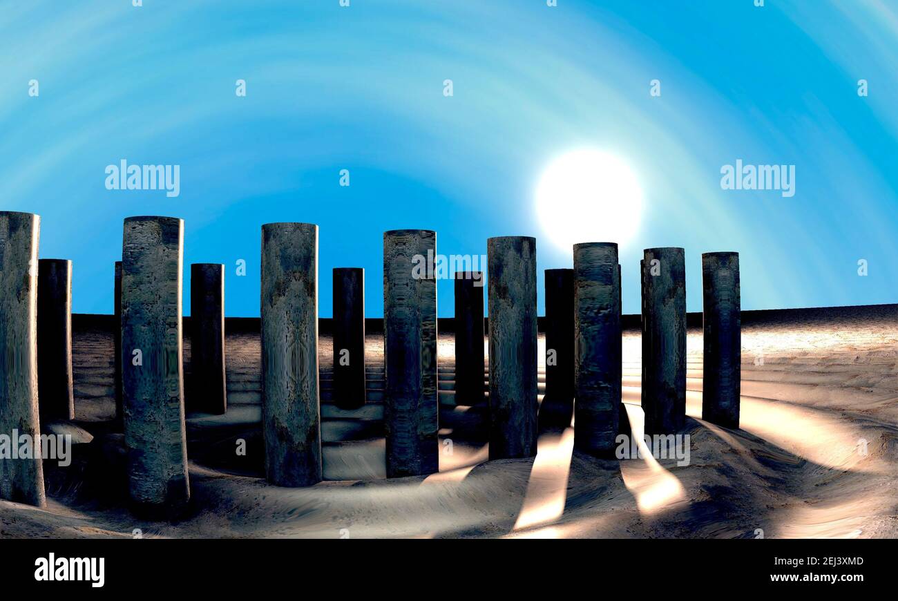 3D illustration of virtual scenery for creative design, art and ...