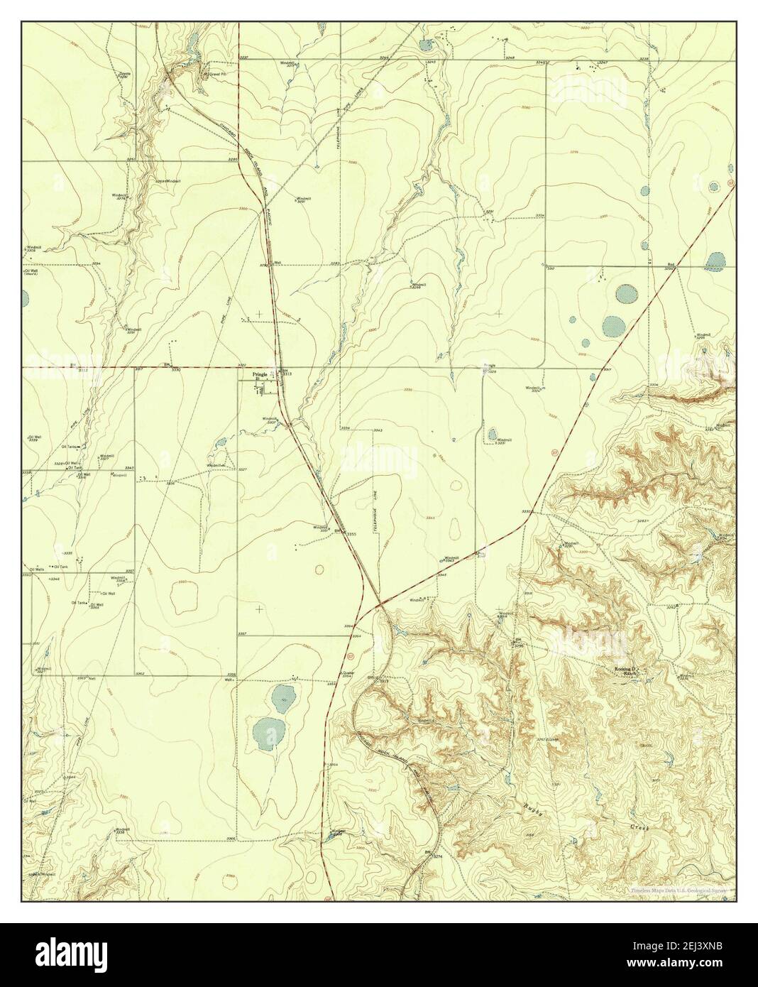 Pringle, Texas, map 1953, 1:24000, United States of America by Timeless ...