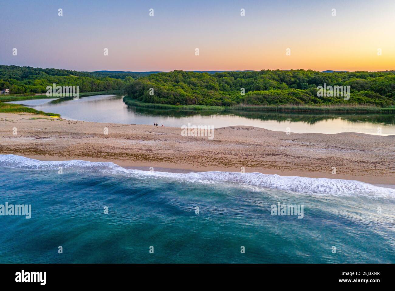 Sunset aerial view of Veleka beach in Bulgaria Stock Photo - Alamy