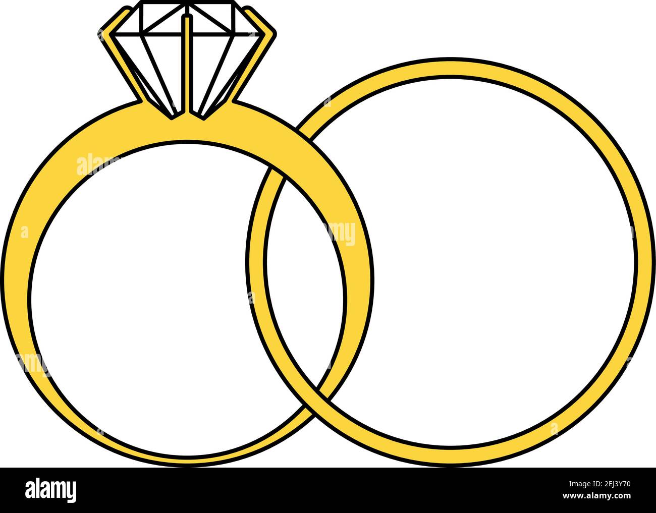 Wedding Rings Icon. Editable Outline With Color Fill Design. Vector ...