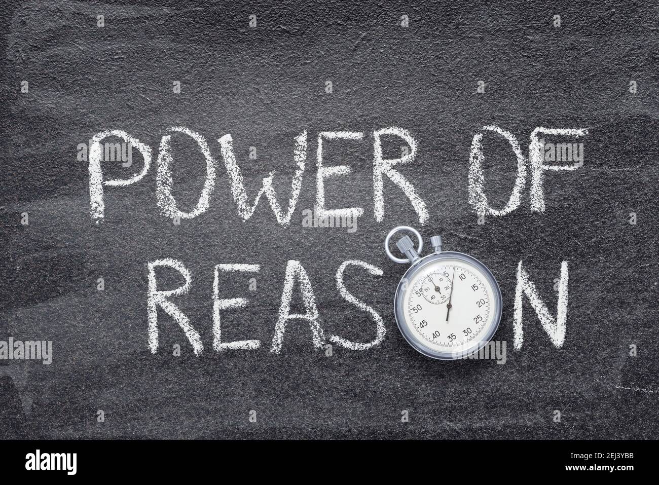 power of reason phrase written on chalkboard with vintage precise ...