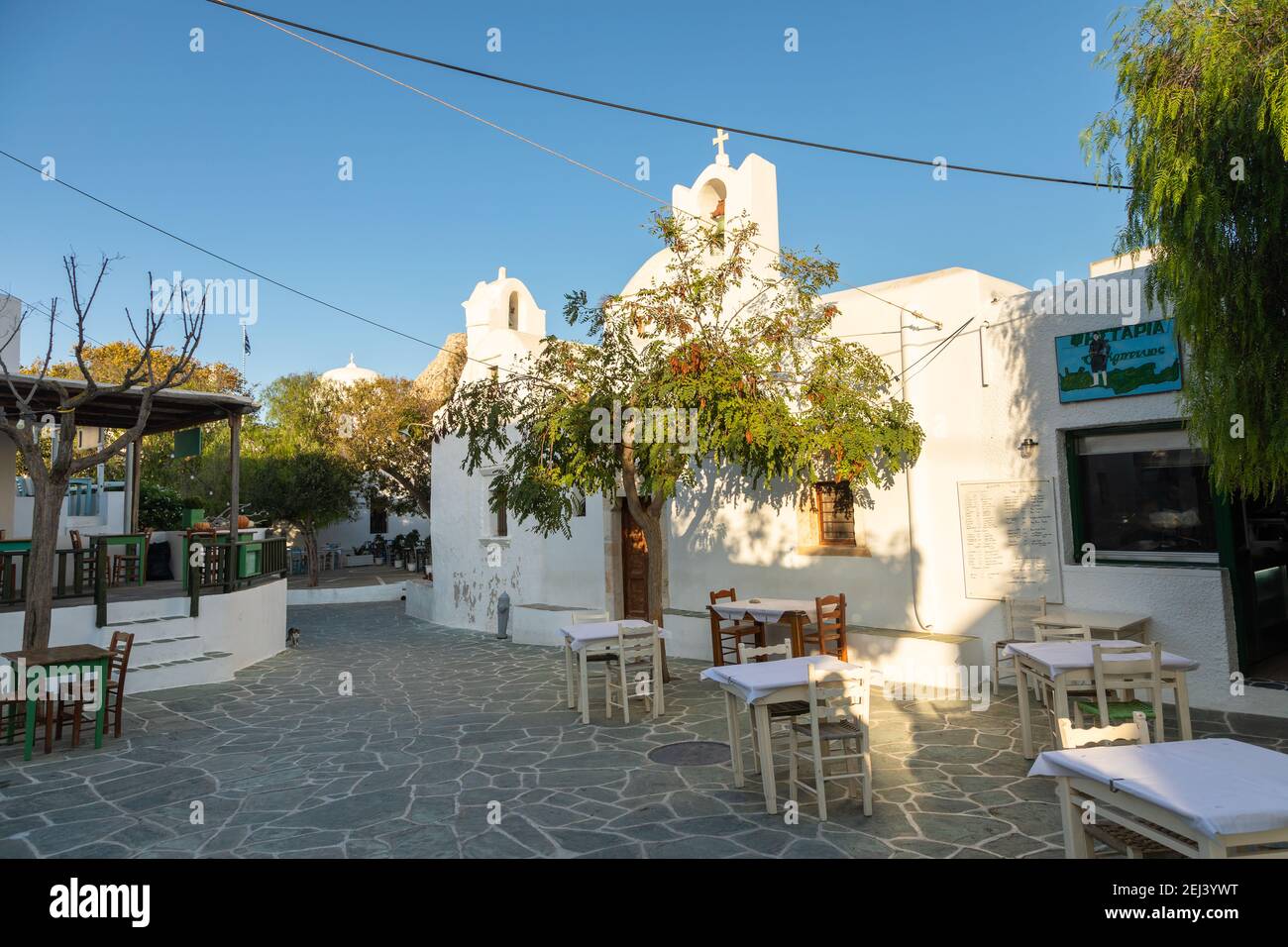 Folegandros Island, Chora, Greece - 23 September 2020: View of the main ...