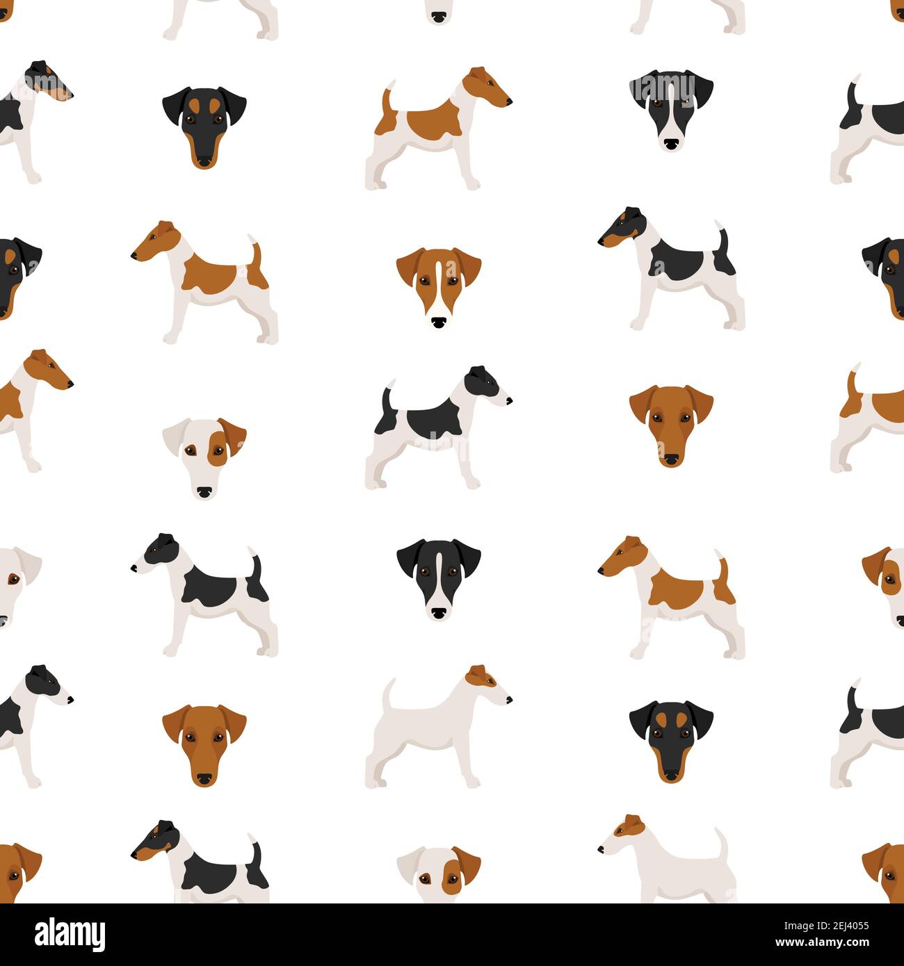 Smooth fox terrier seamless pattern. Different poses, puppy. Vector ...