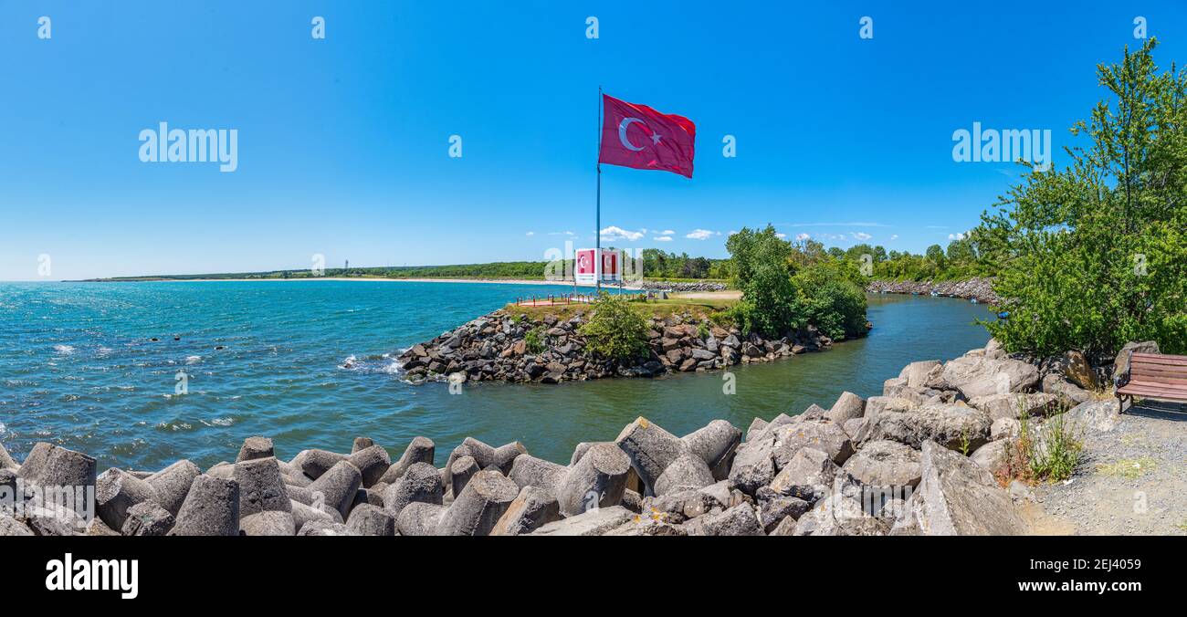 Bulgarian and Turkish flags near Rezovo village in Bulgaria Stock Photo ...