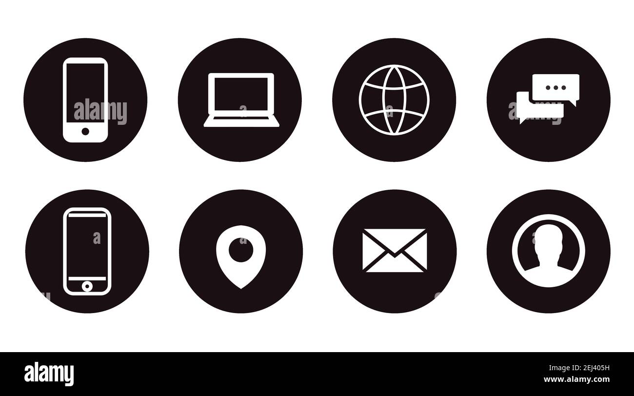 Contact Icon Set. Black and White Illustration of Differente Contect ...
