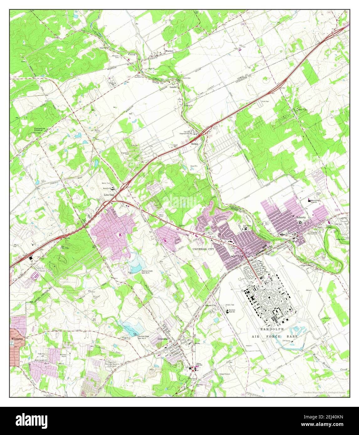 Schertz, Texas, map 1967, 1:24000, United States of America by Timeless ...