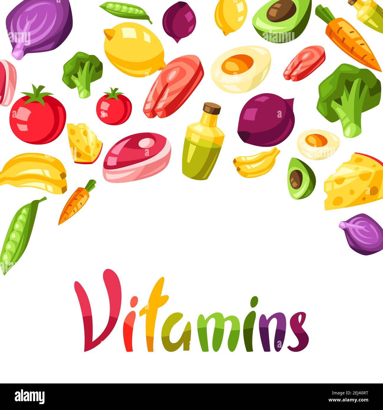 Vitamin food sources illustration Stock Vector Image & Art - Alamy