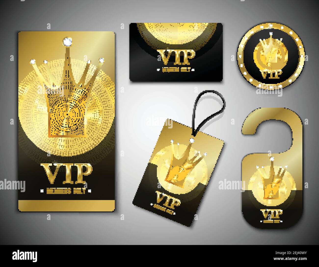 Vip member elements set with cards, label, token, design template in ...