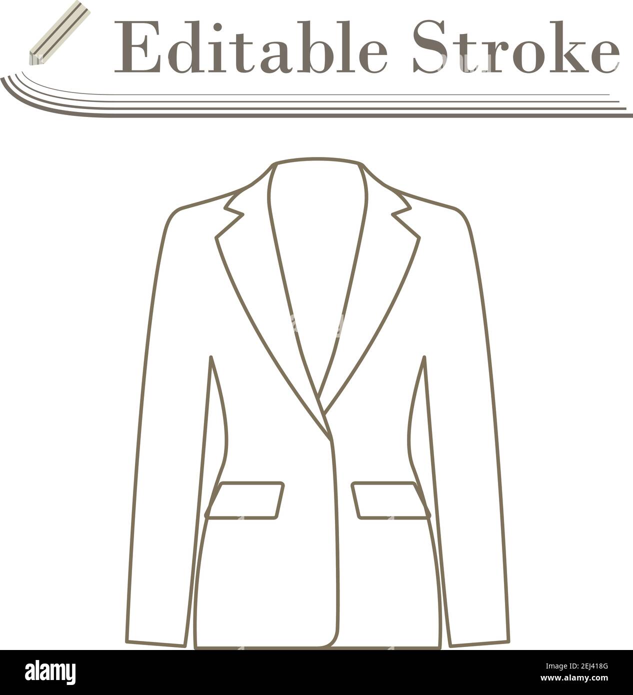 Business Woman Suit Icon. Editable Stroke Simple Design. Vector ...