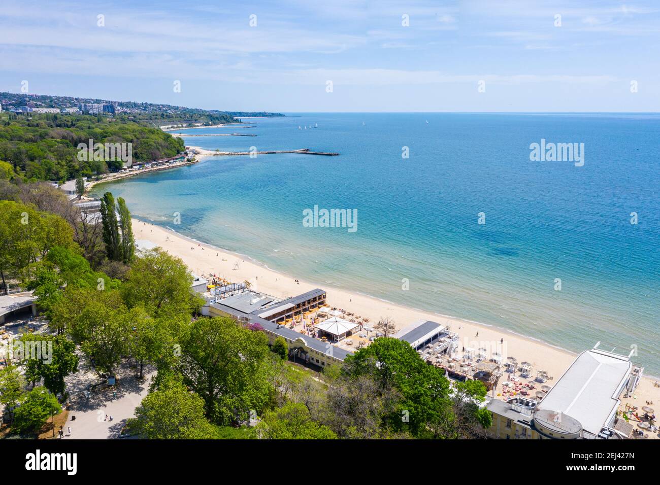 Aerial view of the central beach of the bulgarian town Varna Stock ...
