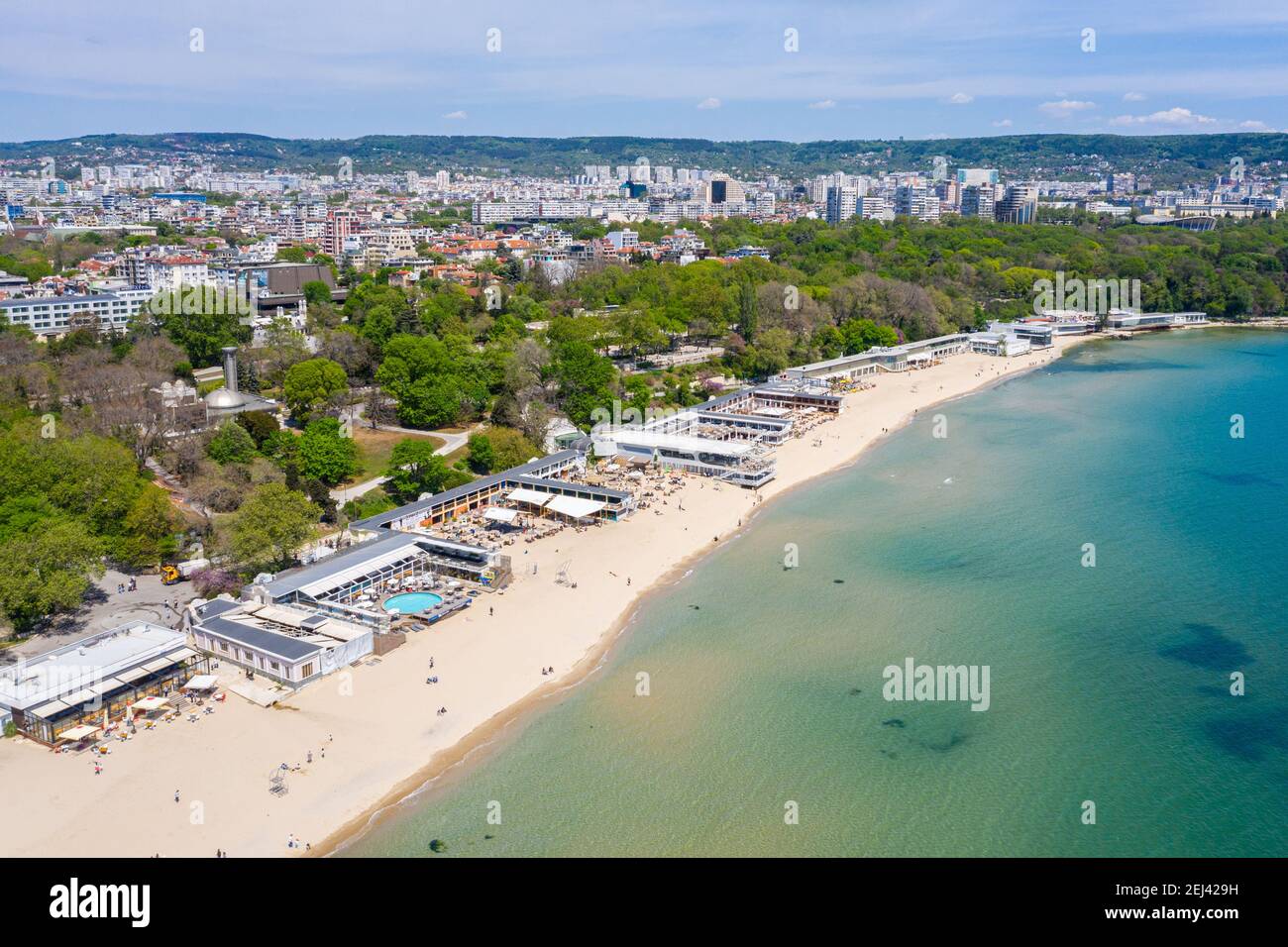 Aerial view of the central beach of the bulgarian town Varna Stock ...