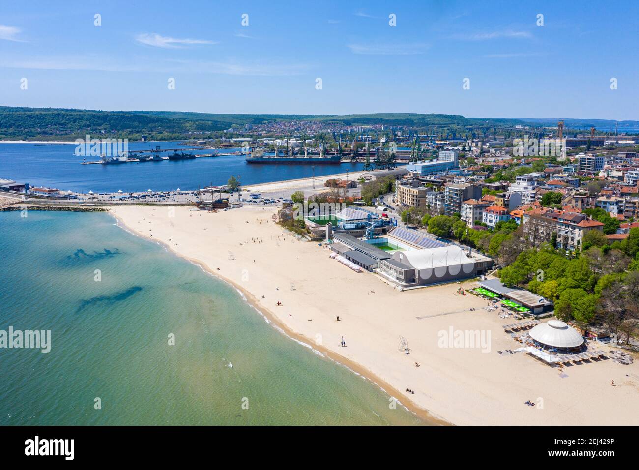 Aerial view of the central beach of the bulgarian town Varna Stock ...