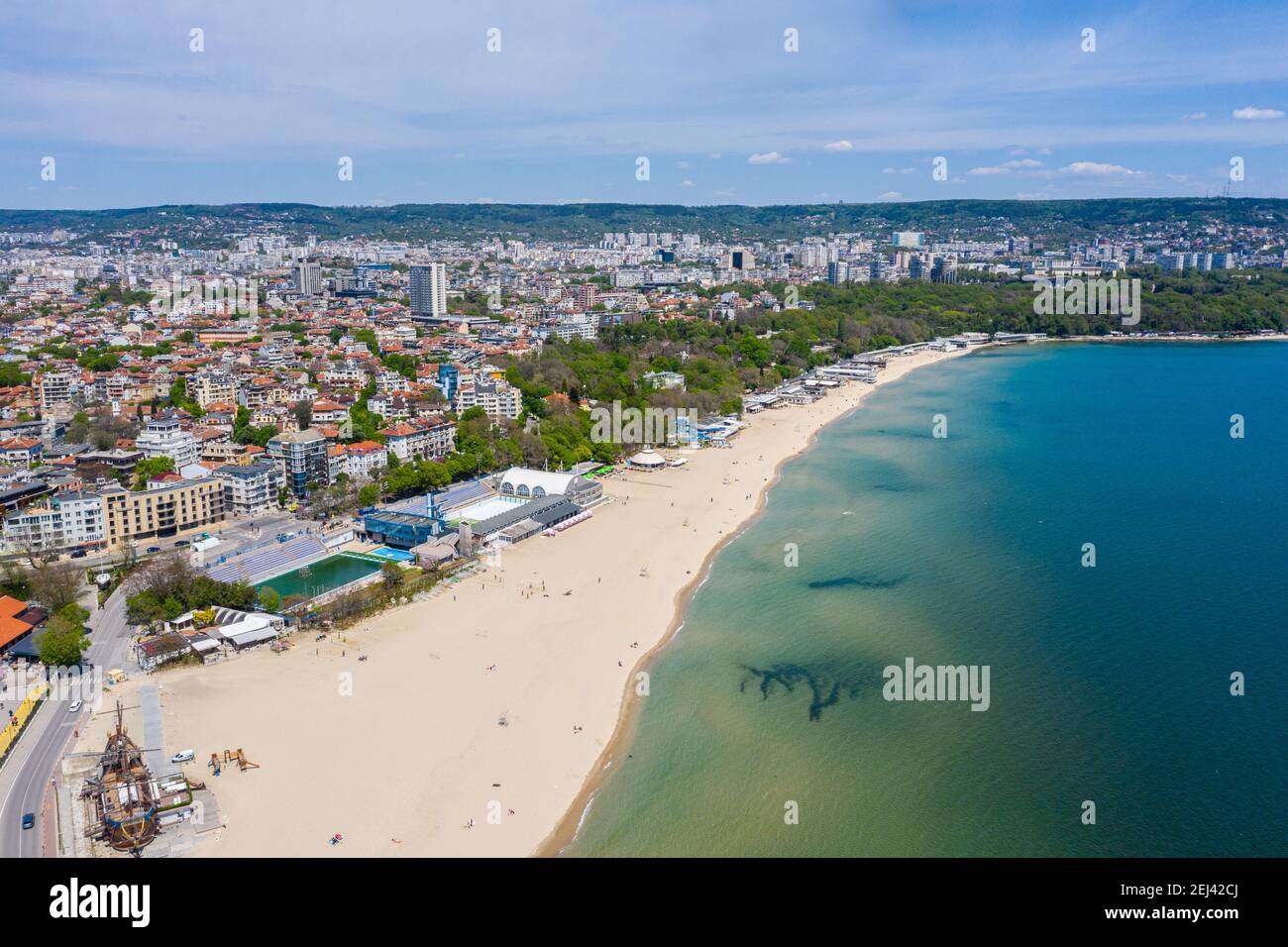 Aerial view of the central beach of the bulgarian town Varna Stock ...