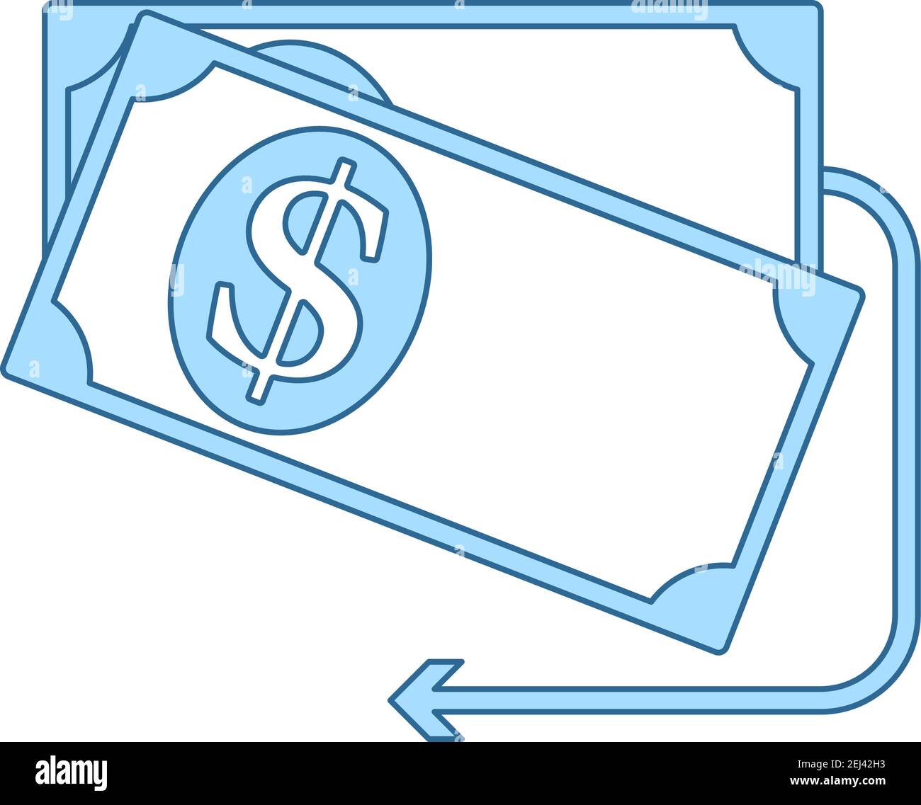 Cash Back Dollar Banknotes Icon. Thin Line With Blue Fill Design ...