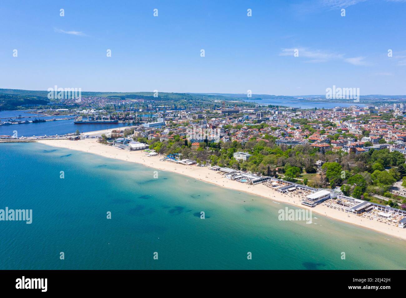 Aerial view of the central beach of the bulgarian town Varna Stock ...