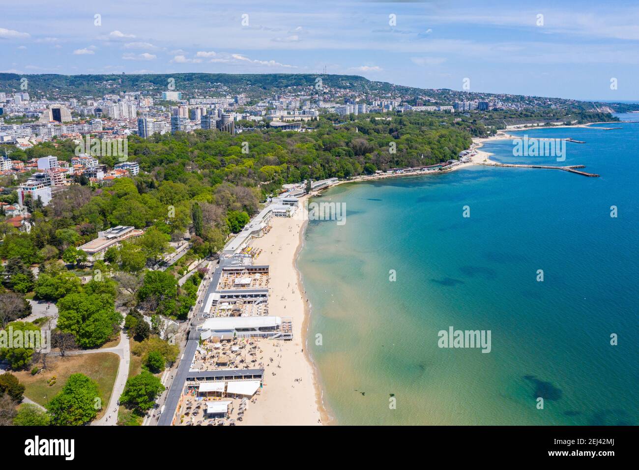 Aerial view of the central beach of the bulgarian town Varna Stock ...