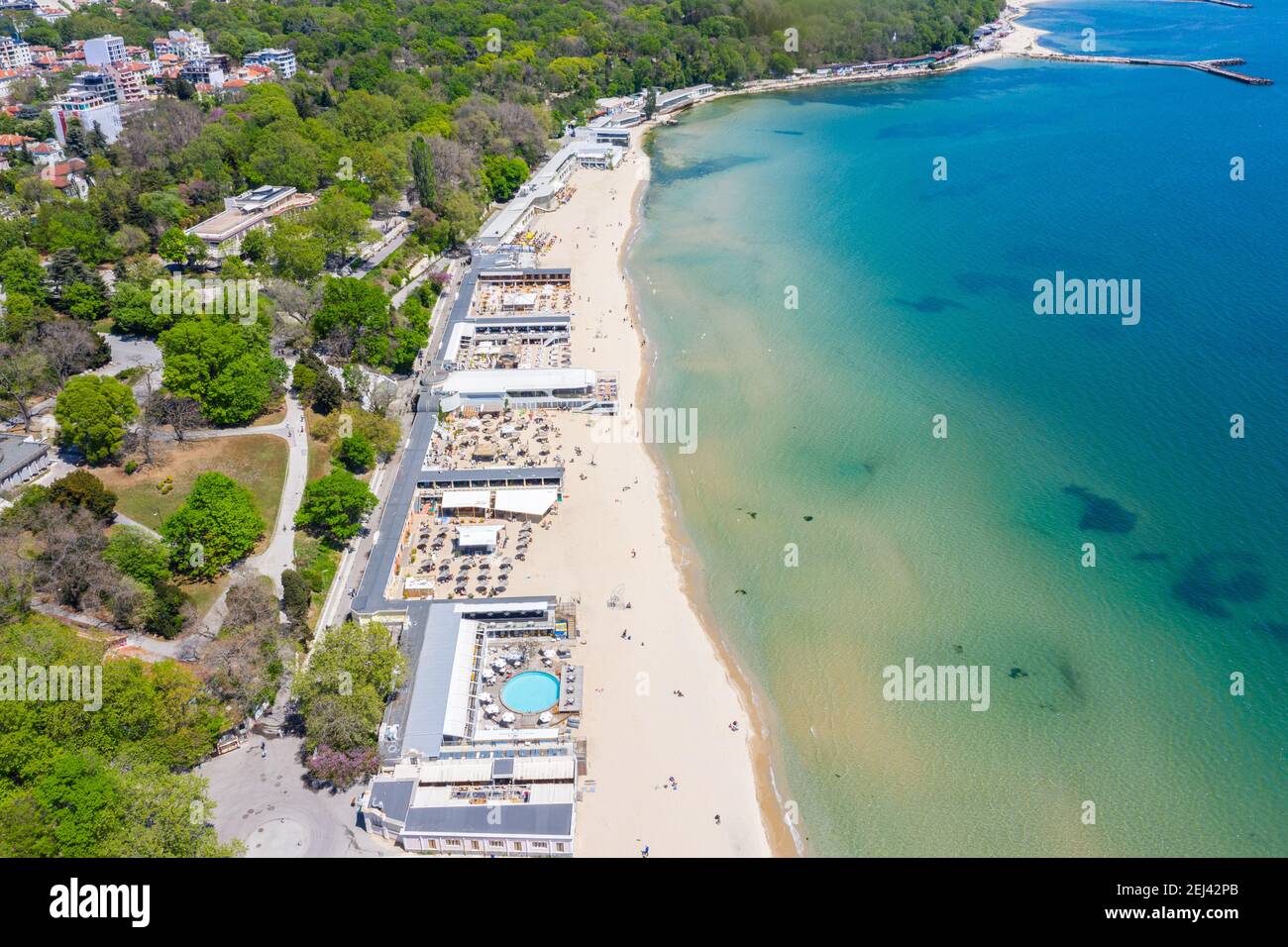 Aerial view of the central beach of the bulgarian town Varna Stock ...