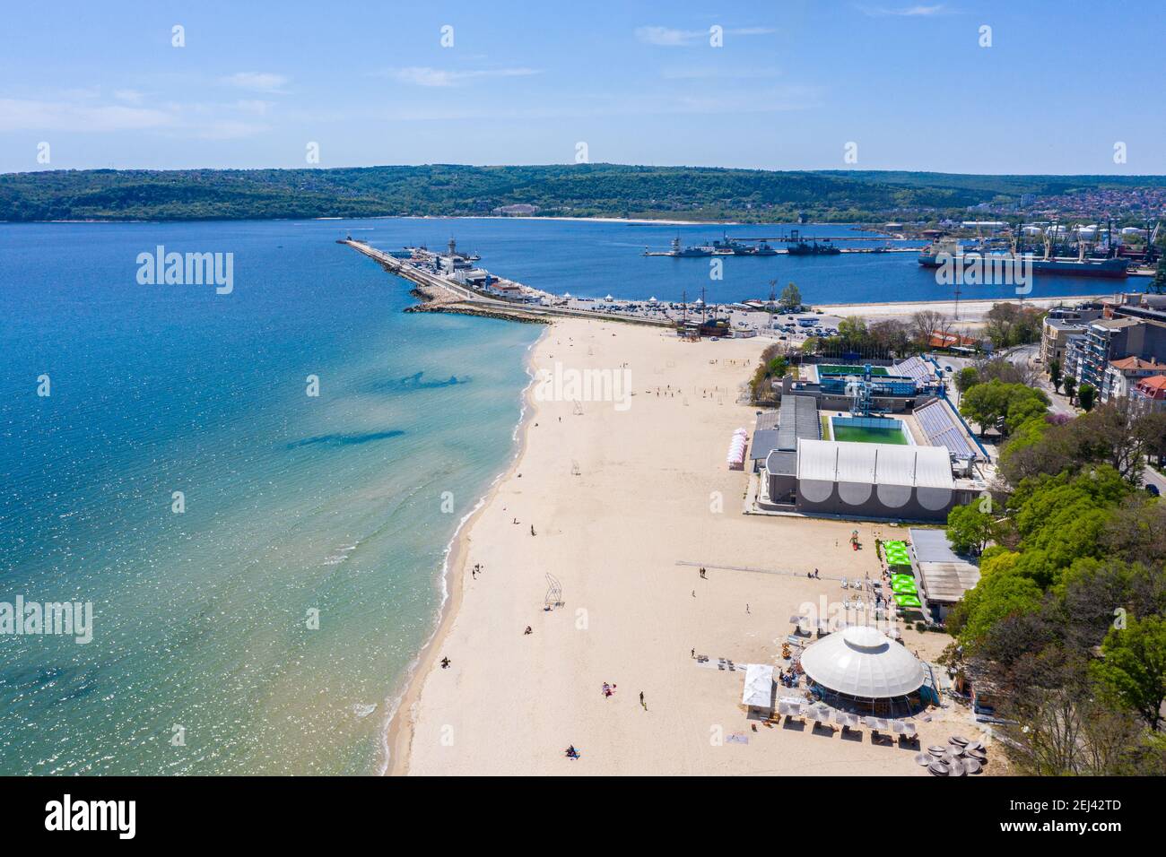 Aerial view of the central beach of the bulgarian town Varna Stock ...