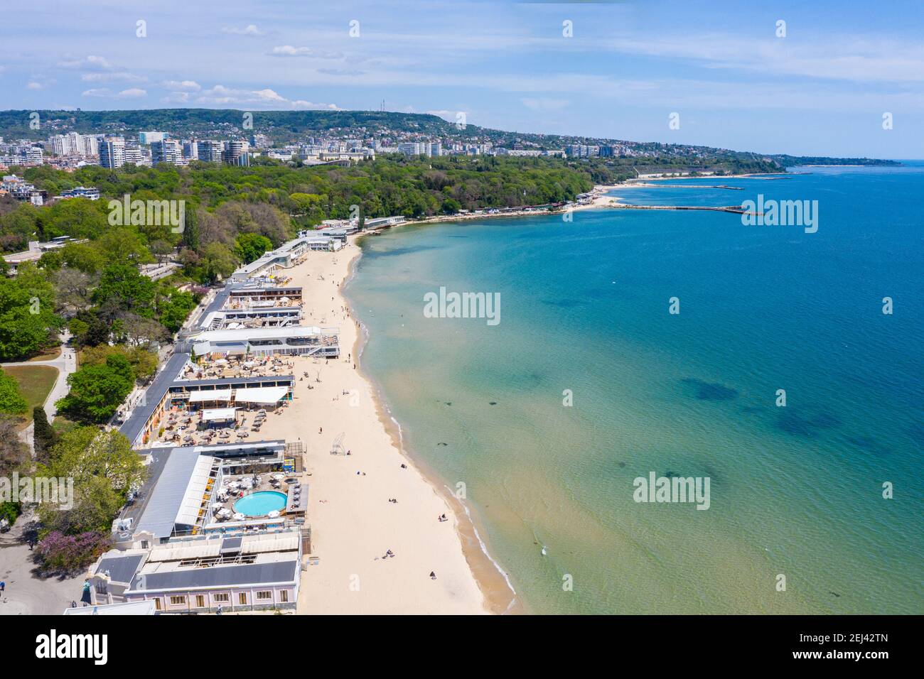 Aerial view of the central beach of the bulgarian town Varna Stock ...