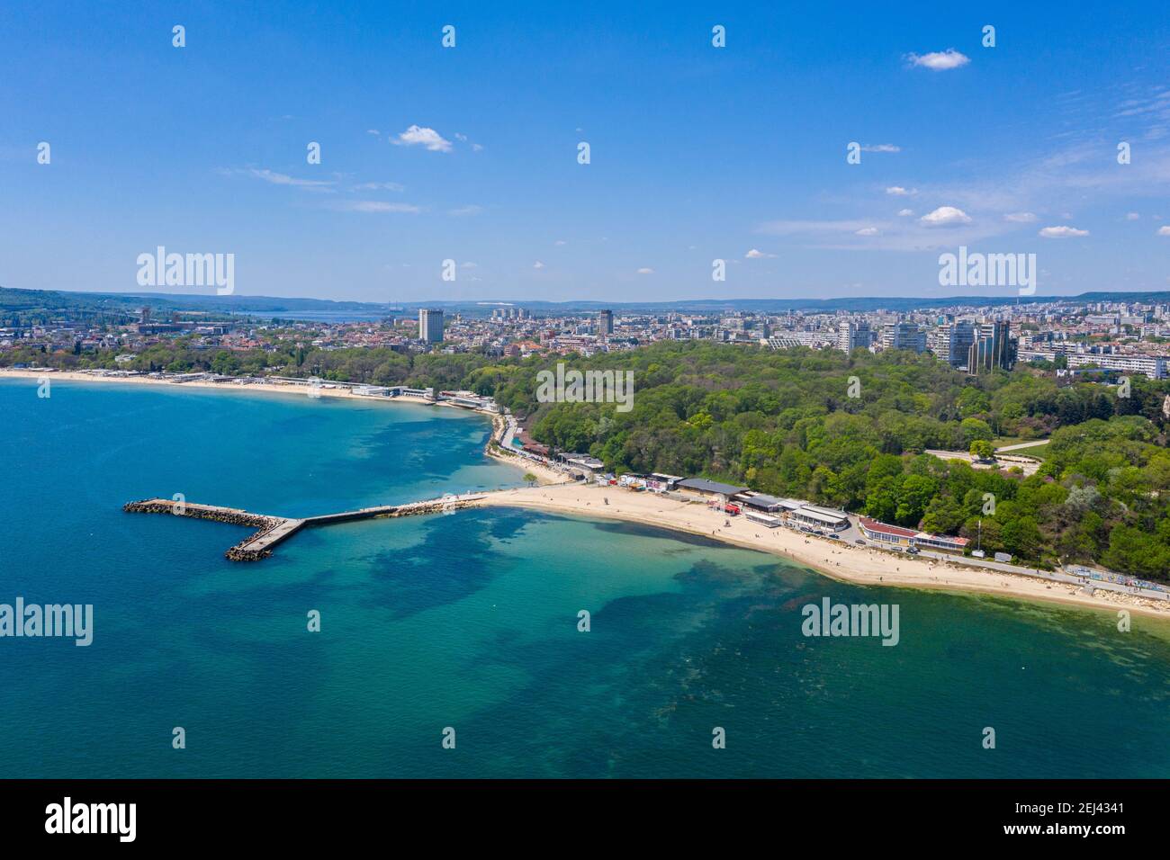 Aerial view of the central beach of the bulgarian town Varna Stock ...