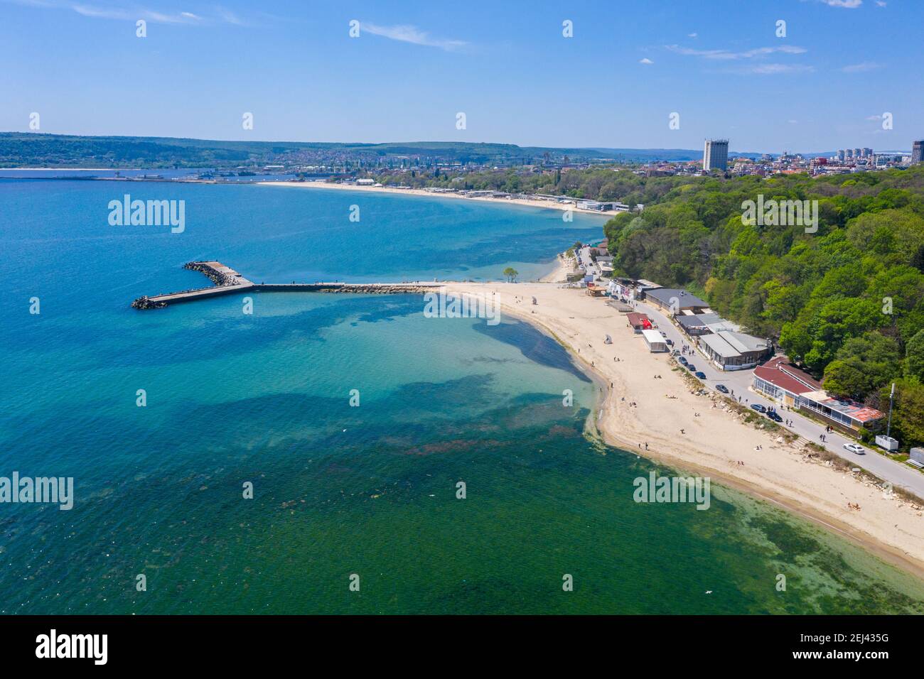 Aerial view of the central beach of the bulgarian town Varna Stock ...