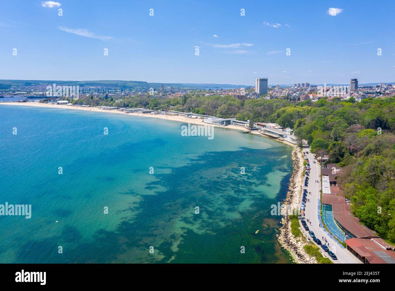 Aerial view of the central beach of the bulgarian town Varna Stock ...