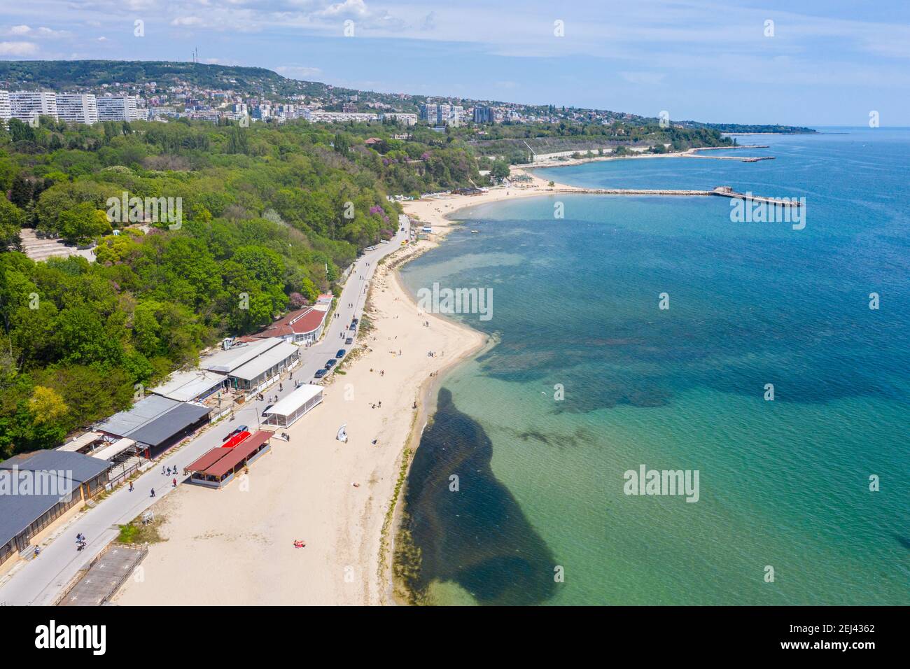 Aerial view of the central beach of the bulgarian town Varna Stock ...