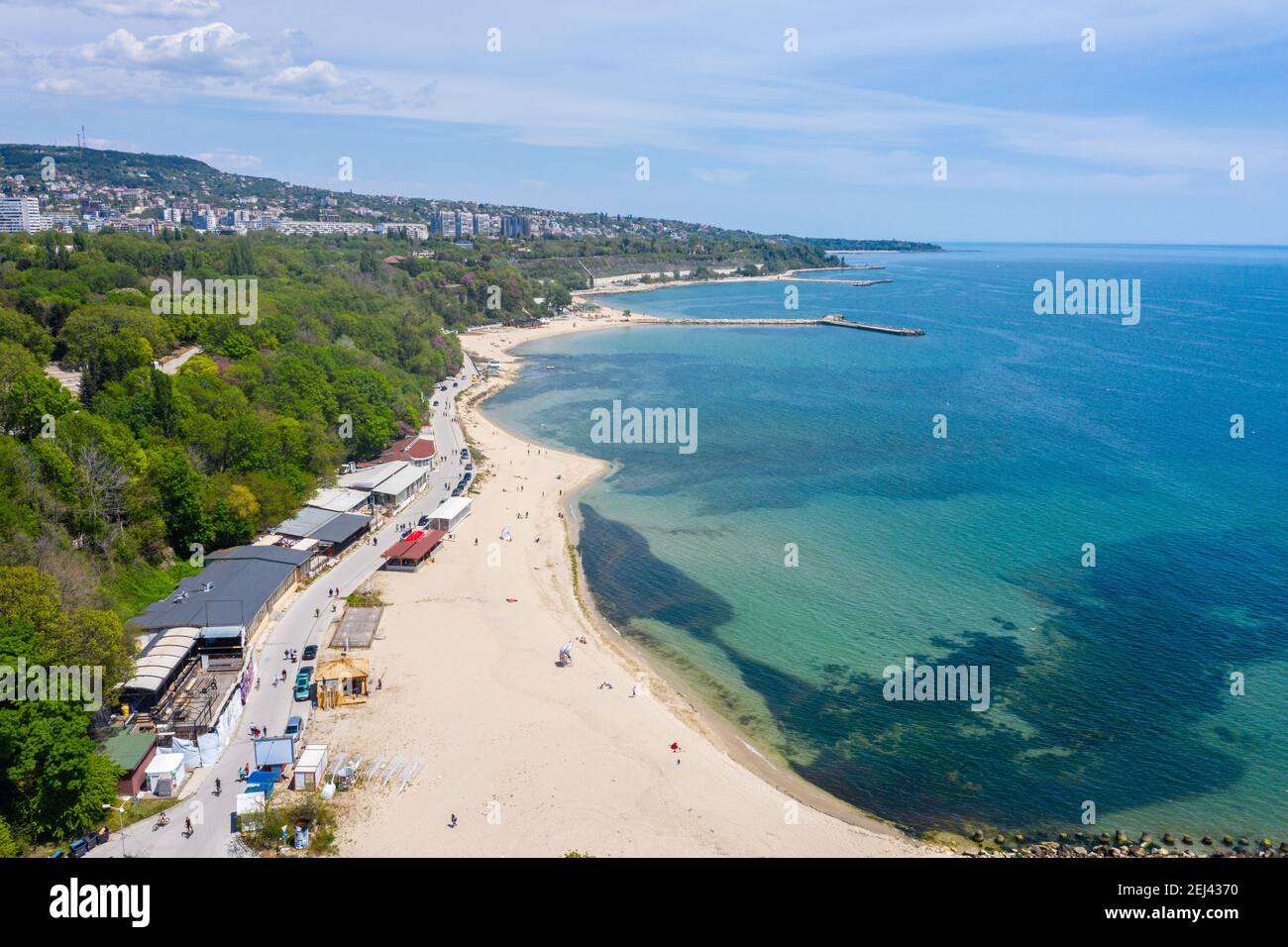 Aerial view of the central beach of the bulgarian town Varna Stock ...