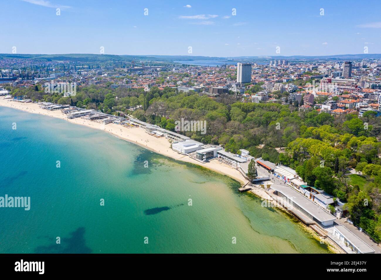 Aerial view of the central beach of the bulgarian town Varna Stock ...